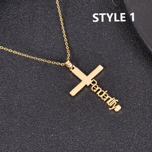 Personalized Name Cross Christian Necklace Chain Pendant in Gold ...