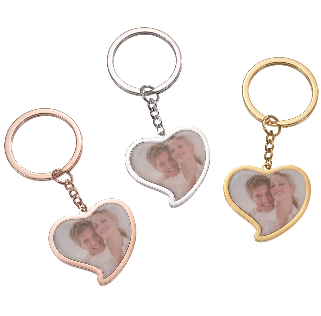 Personalized Heart-shaped Colorful Photo Keychain Heart Picture ...