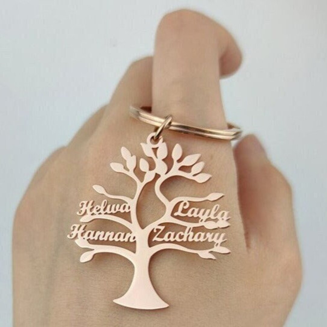 Personalized Keychain Tree of Life Keyring | Family Tree Keychain With ...