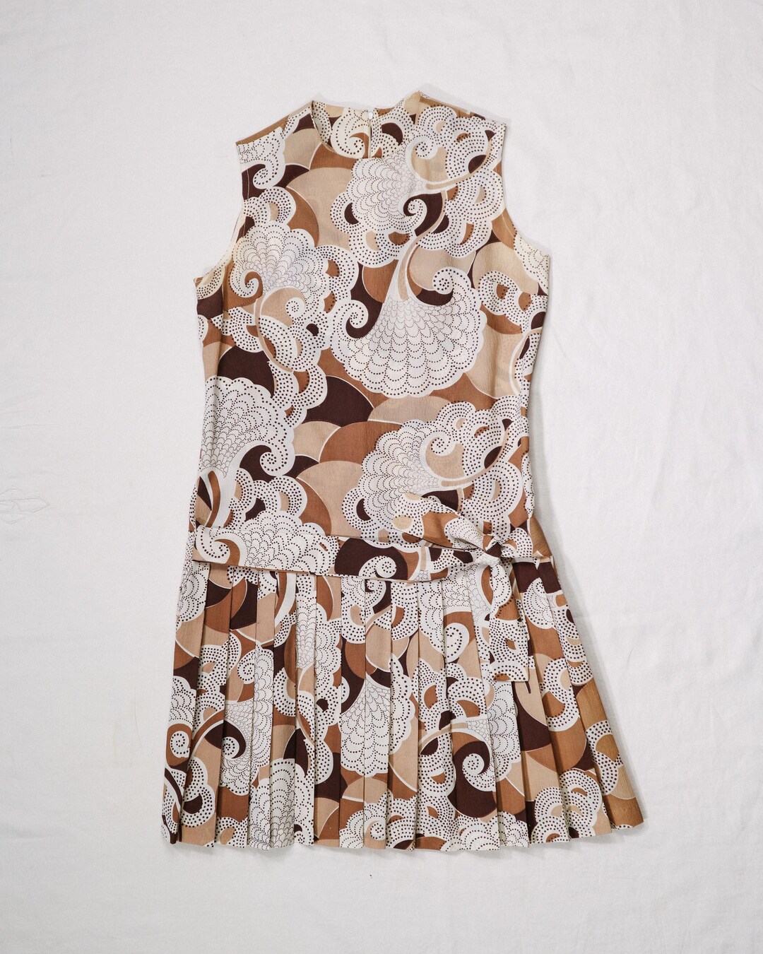 Vintage 1960s Swirl Print Drop Waisted Pleated Dress ~ Twee Vintage ...