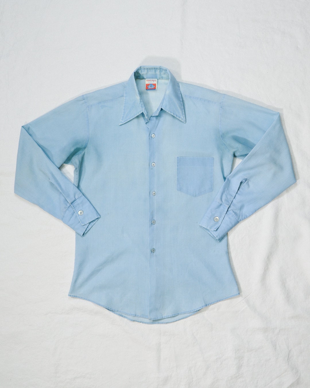 Vintage 1960s 1970s Light Blue Sun-faded Button up Dress Shirt - Etsy
