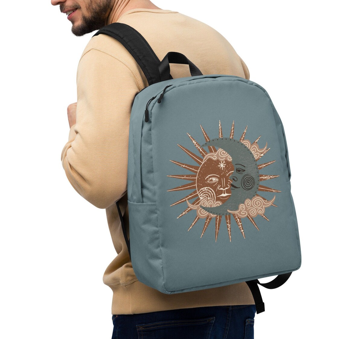 Sun and Moon Minimalist Backpack Mystical Laptop Backpack - Etsy