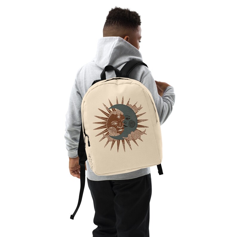Sun and Moon Minimalist Backpack, Mystical Laptop Backpack, Hidden Back ...
