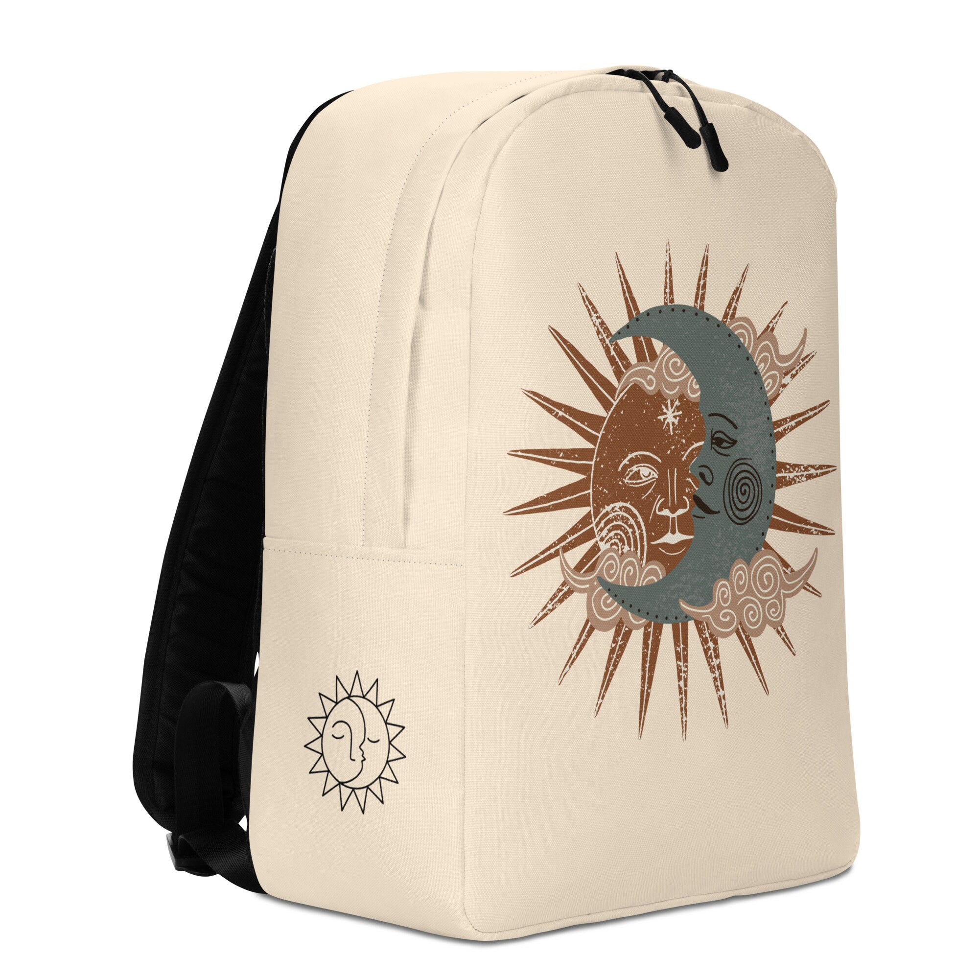 Sun and Moon Minimalist Backpack, Mystical Laptop Backpack, Hidden Back ...