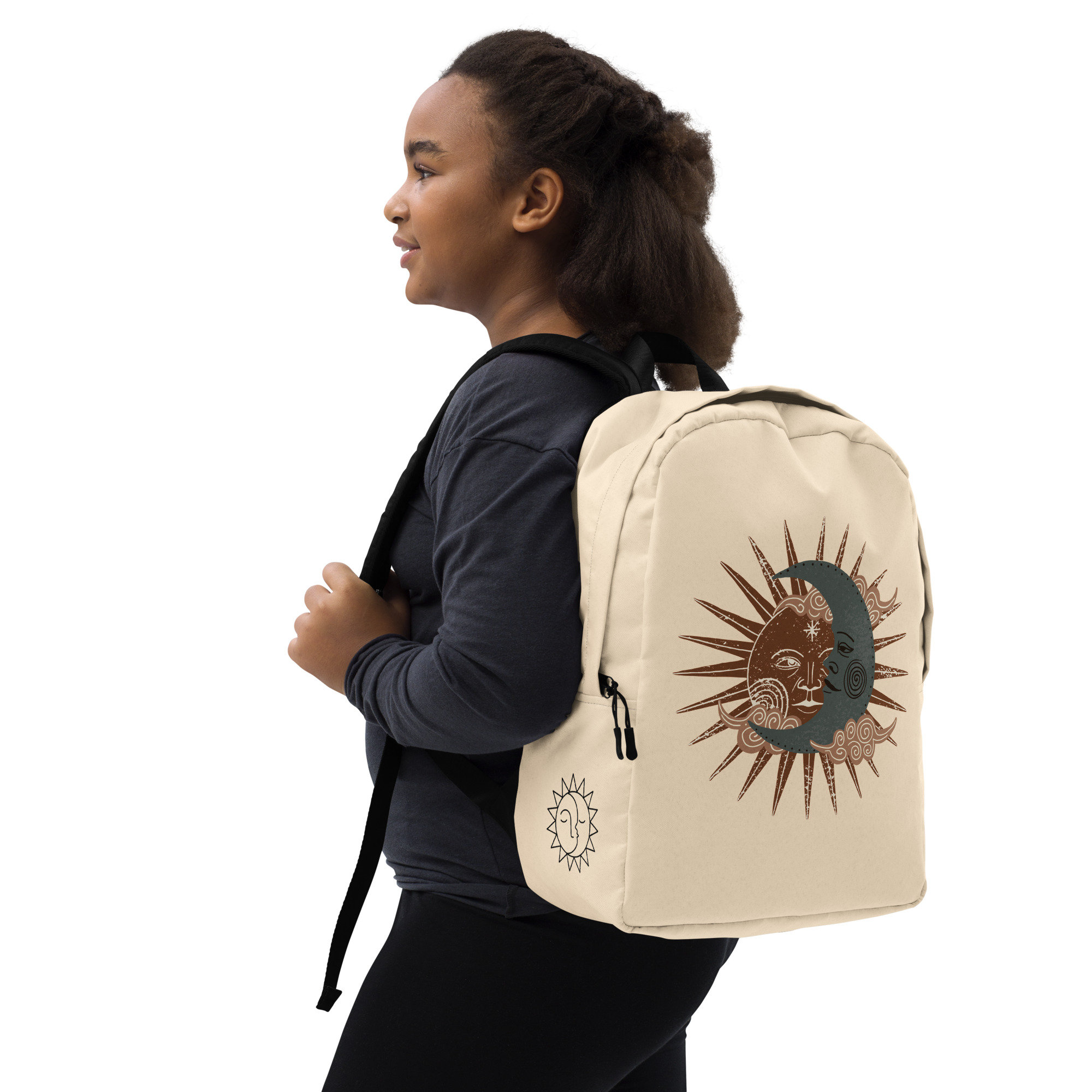 Sun and Moon Minimalist Backpack, Mystical Laptop Backpack, Hidden Back ...