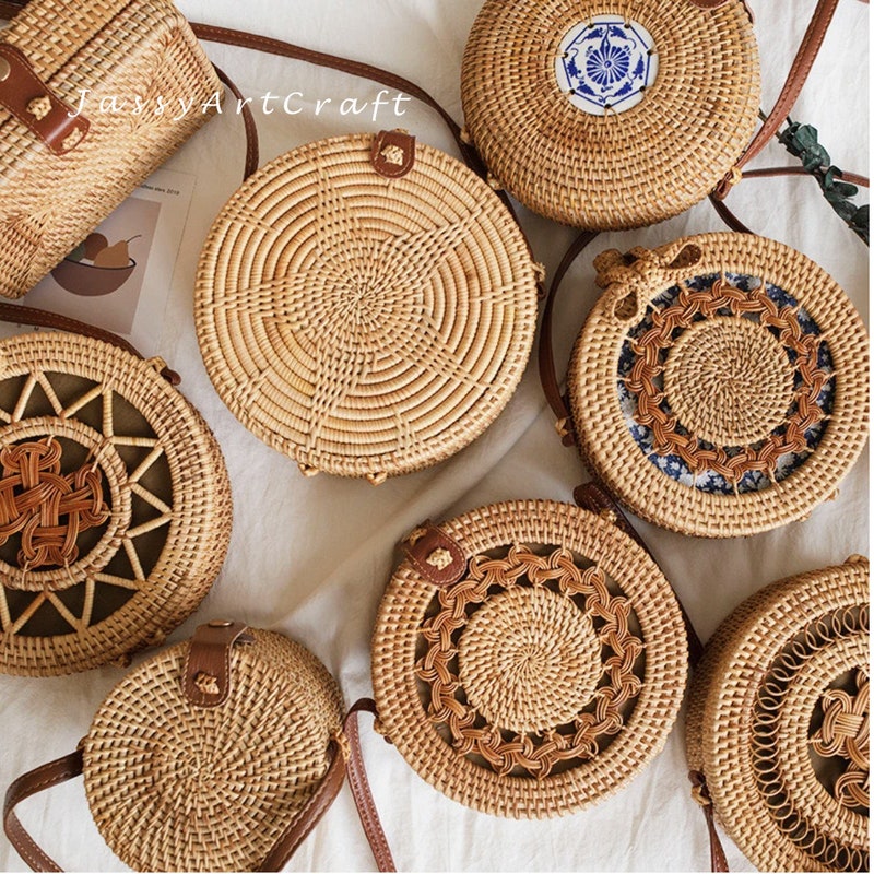 Round Rattan Bag - Etsy