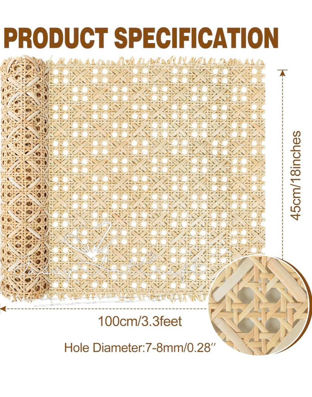 Natural Rhombic Pattern Rattan Cane Webbing -DIY Furniture, Home ...