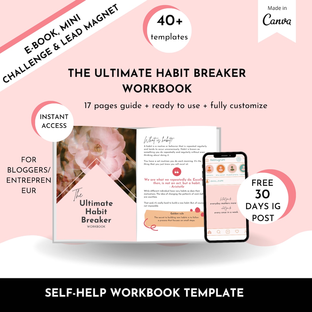 Habit Breaker Workbook Template//bonus IG Template, Plr Ebook Template ...