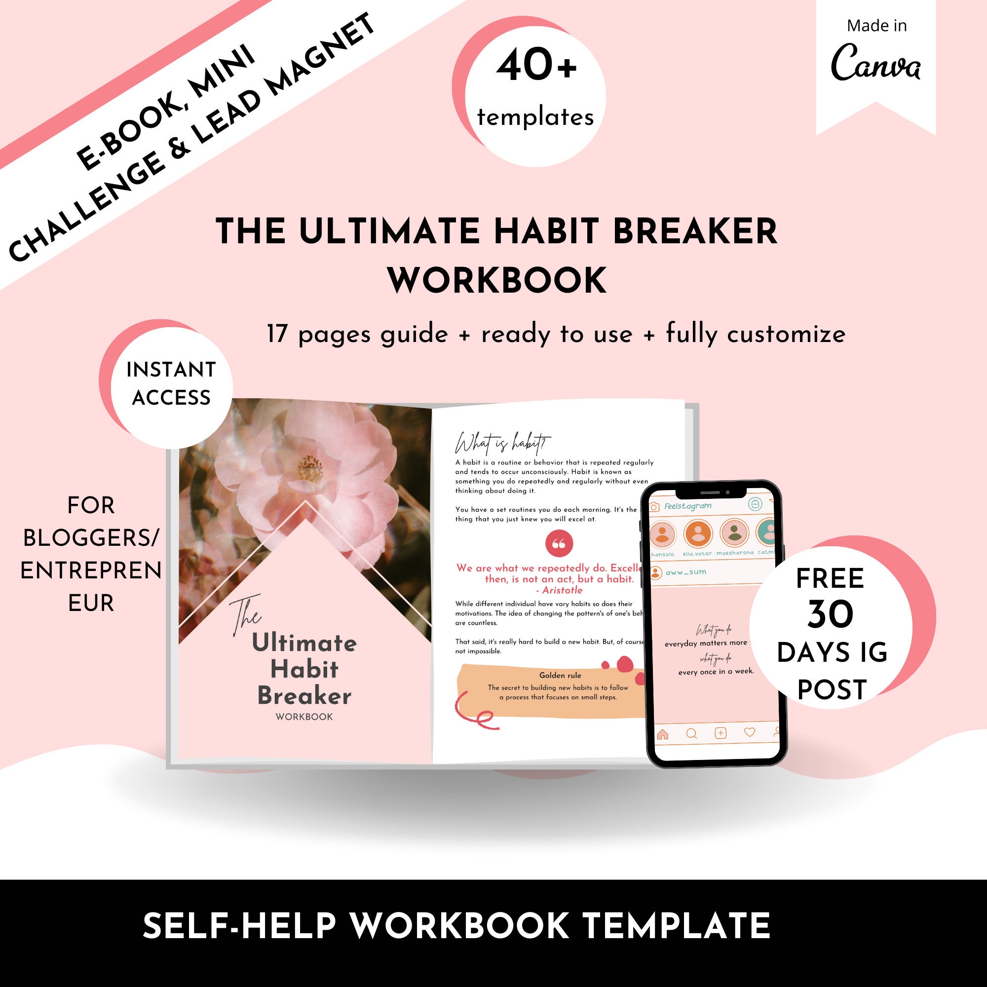 Habit Breaker Workbook Template//bonus IG Template, Plr Ebook Template ...
