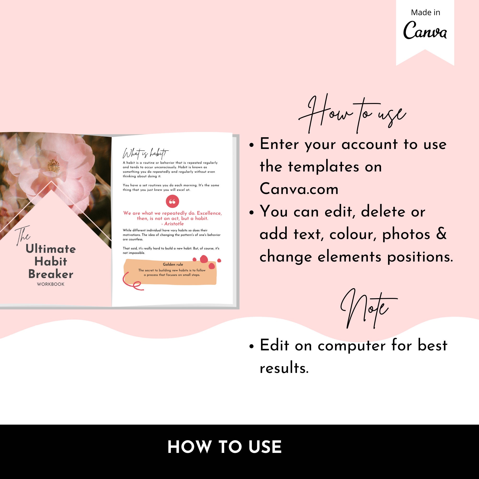 Habit Breaker Workbook Template//bonus IG Template, Plr Ebook Template ...