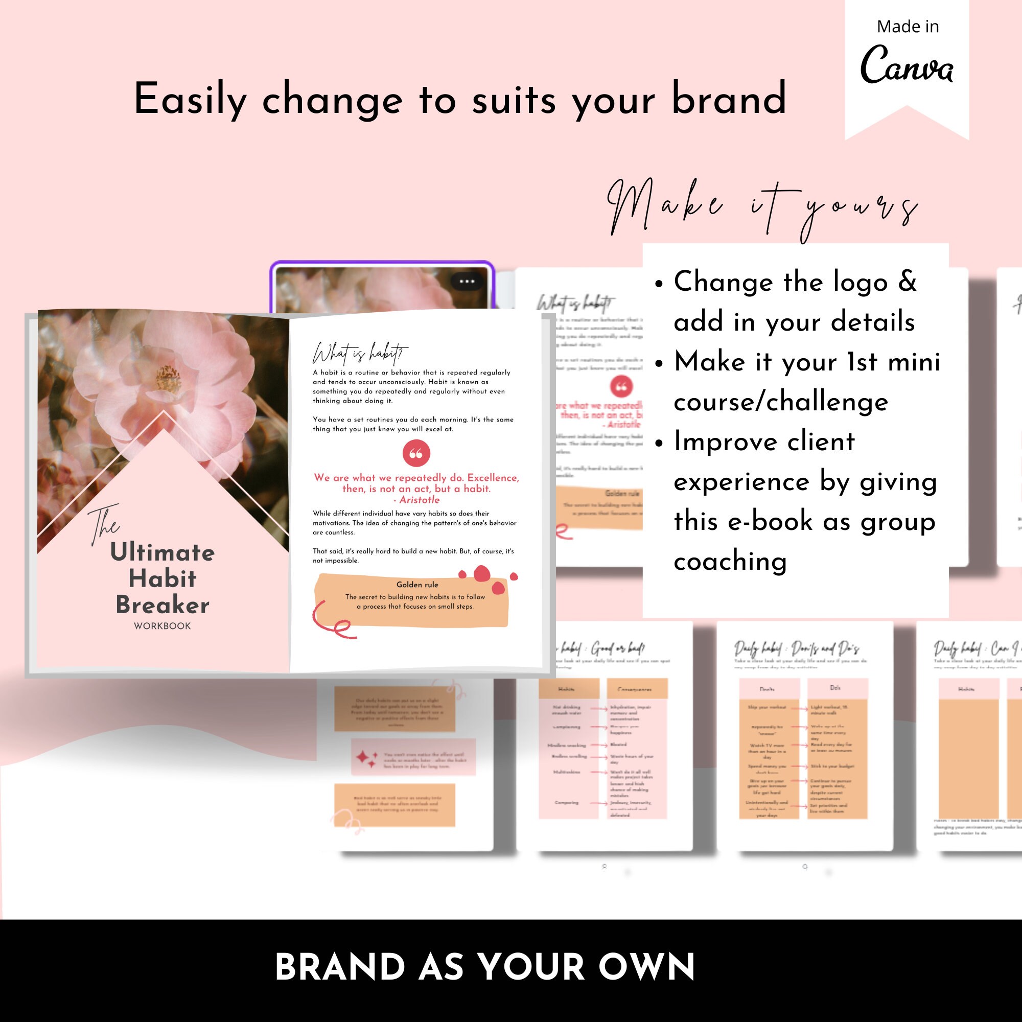 Habit Breaker Workbook Template//bonus IG Template, Plr Ebook Template ...