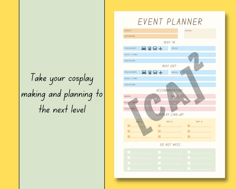 Cosplay Planner | PDF | Printable Version - Etsy