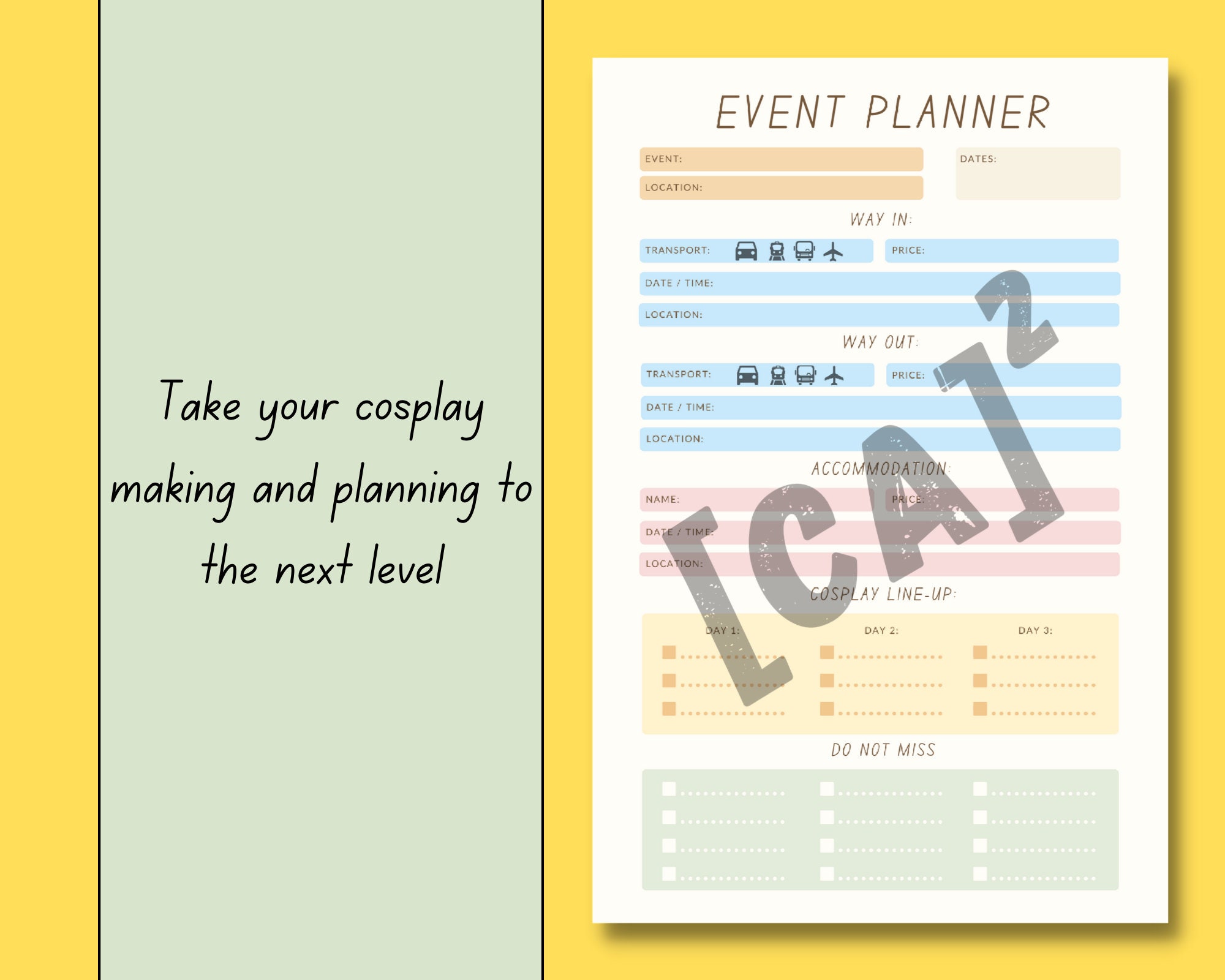 Cosplay Planner | PDF | Printable Version - Etsy