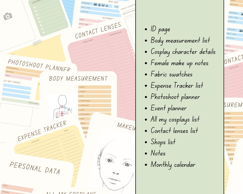 Cosplay Planner | PDF | Printable Version - Etsy