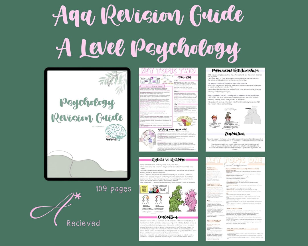 Psychology Revision Guide AQA A Level Revision Notes Digital - Etsy