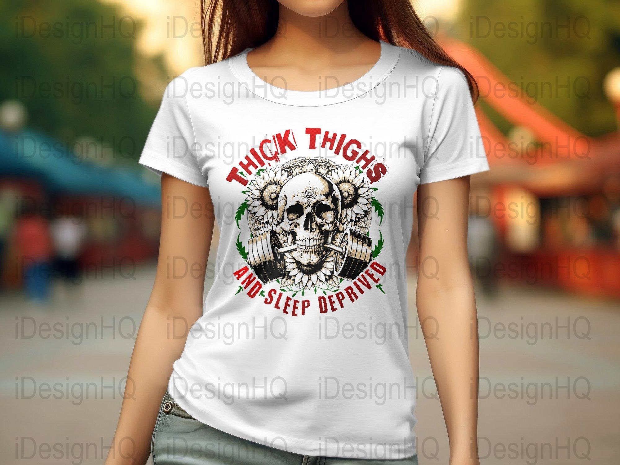 Thick Thighs Sleep Deprived Skull Workout Motivation Digital Art Print ...