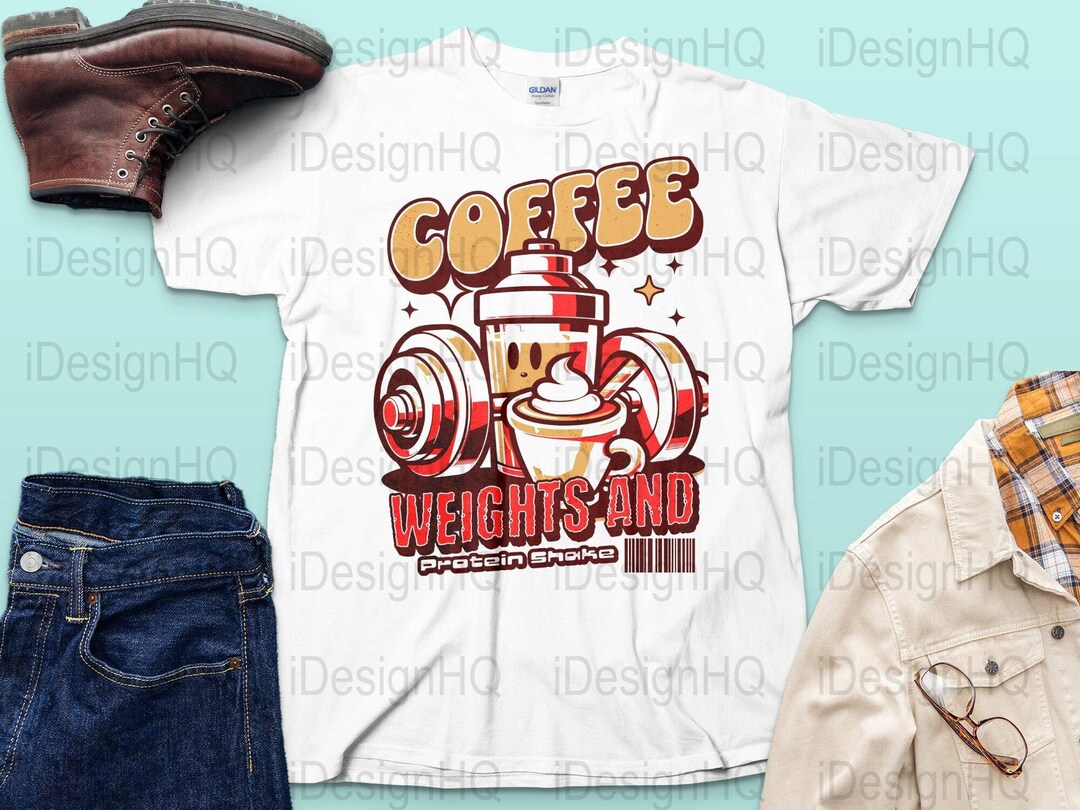 Coffee Weights and Protein Shake Digital Print, Gym Fitness Poster ...