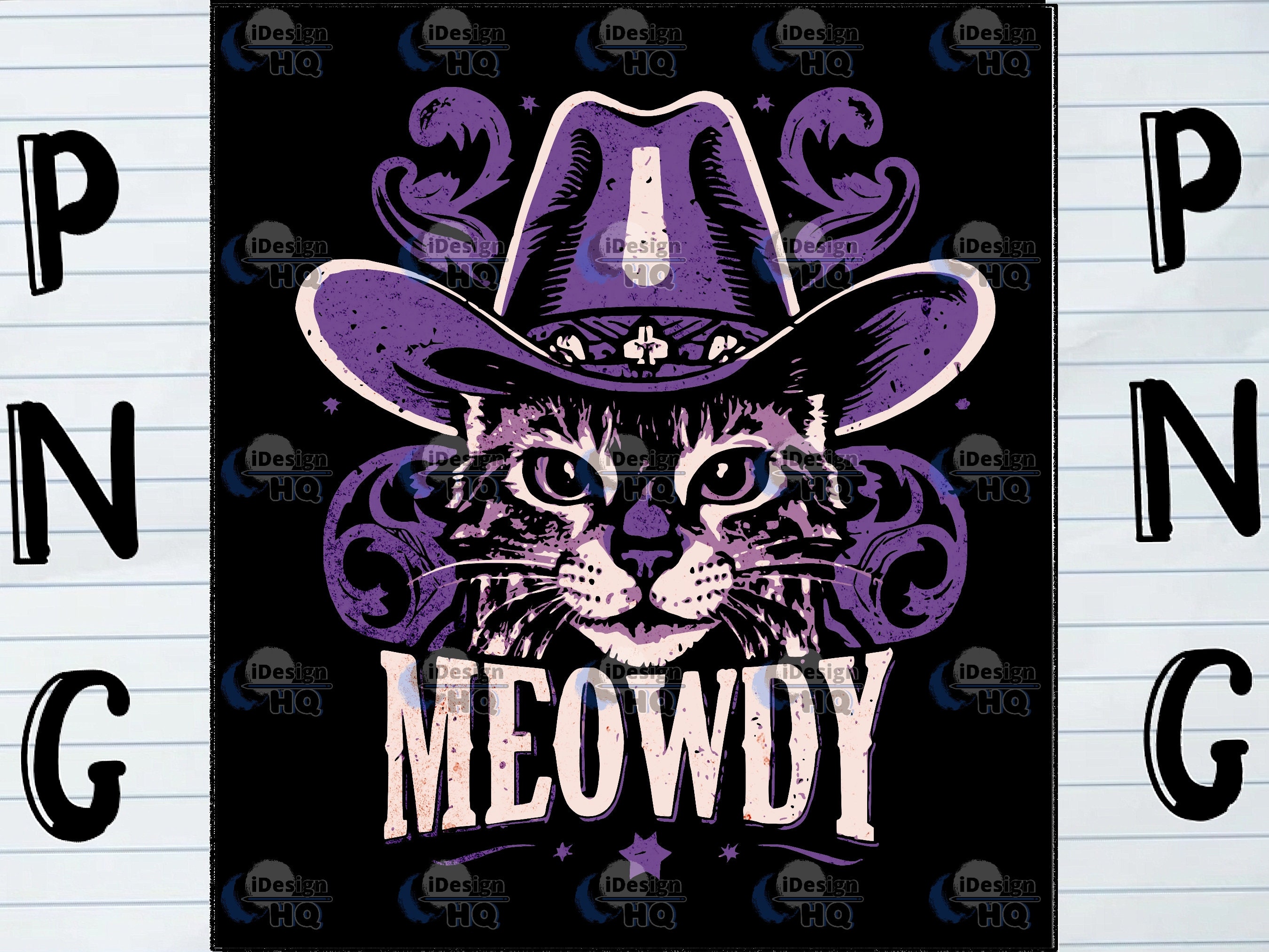 Meowdy PNG Western Cat Digital Download Funny Cat Sublimation Design - Etsy