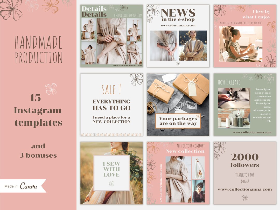 Sewing Handmade Instagram Templates, Canva Templates for Crafts ...