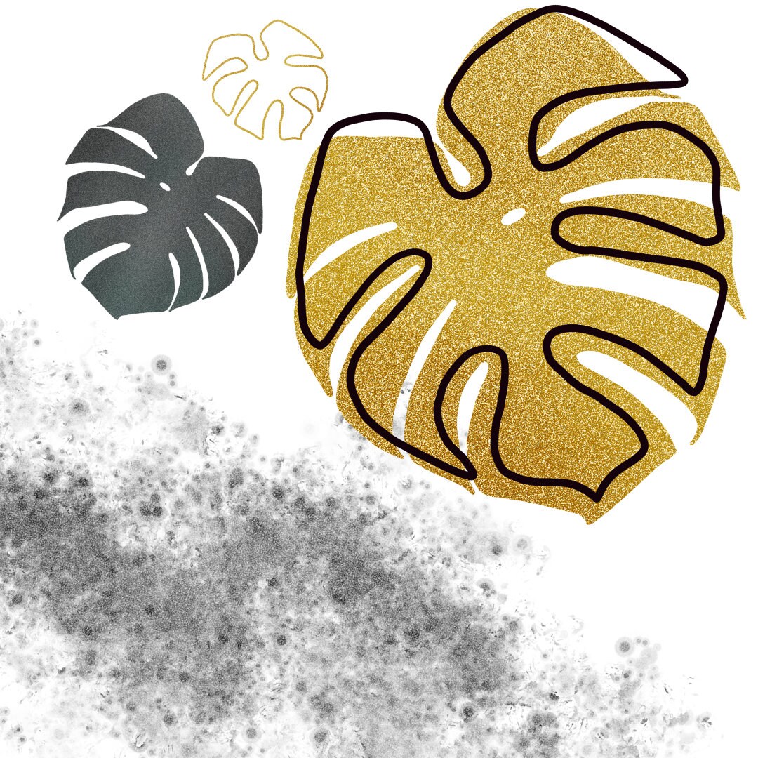 Gold Clip Art Monstera Gold Overlay PNG Gold and Green - Etsy