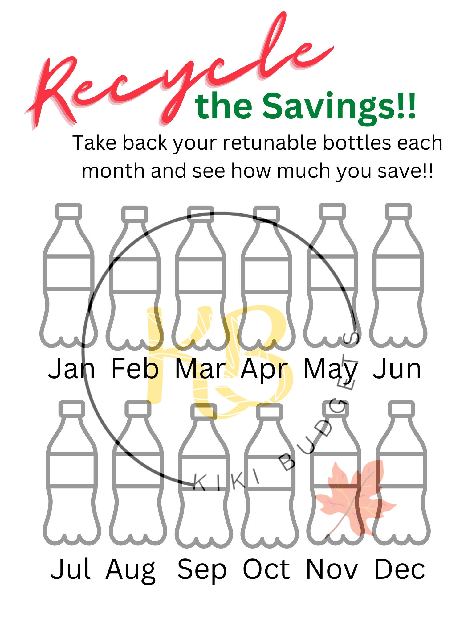Recycle Savings Challenge Low Income Easy to Save - Etsy