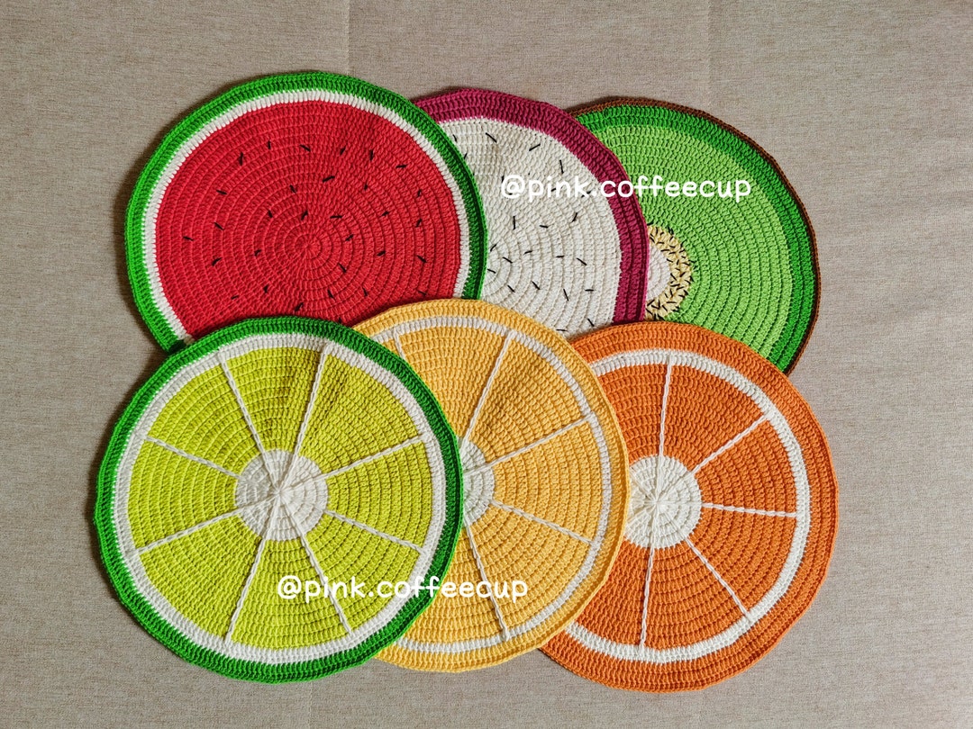 Crochet Handmade Fruits Dinner Placemats Coasters, Christmas ...