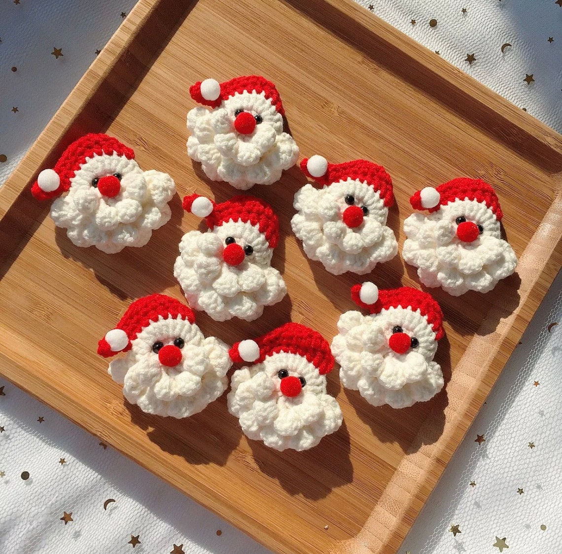 Crochet Handmade Santa Claus Pin, Fridge Magnet, Festive Holiday ...