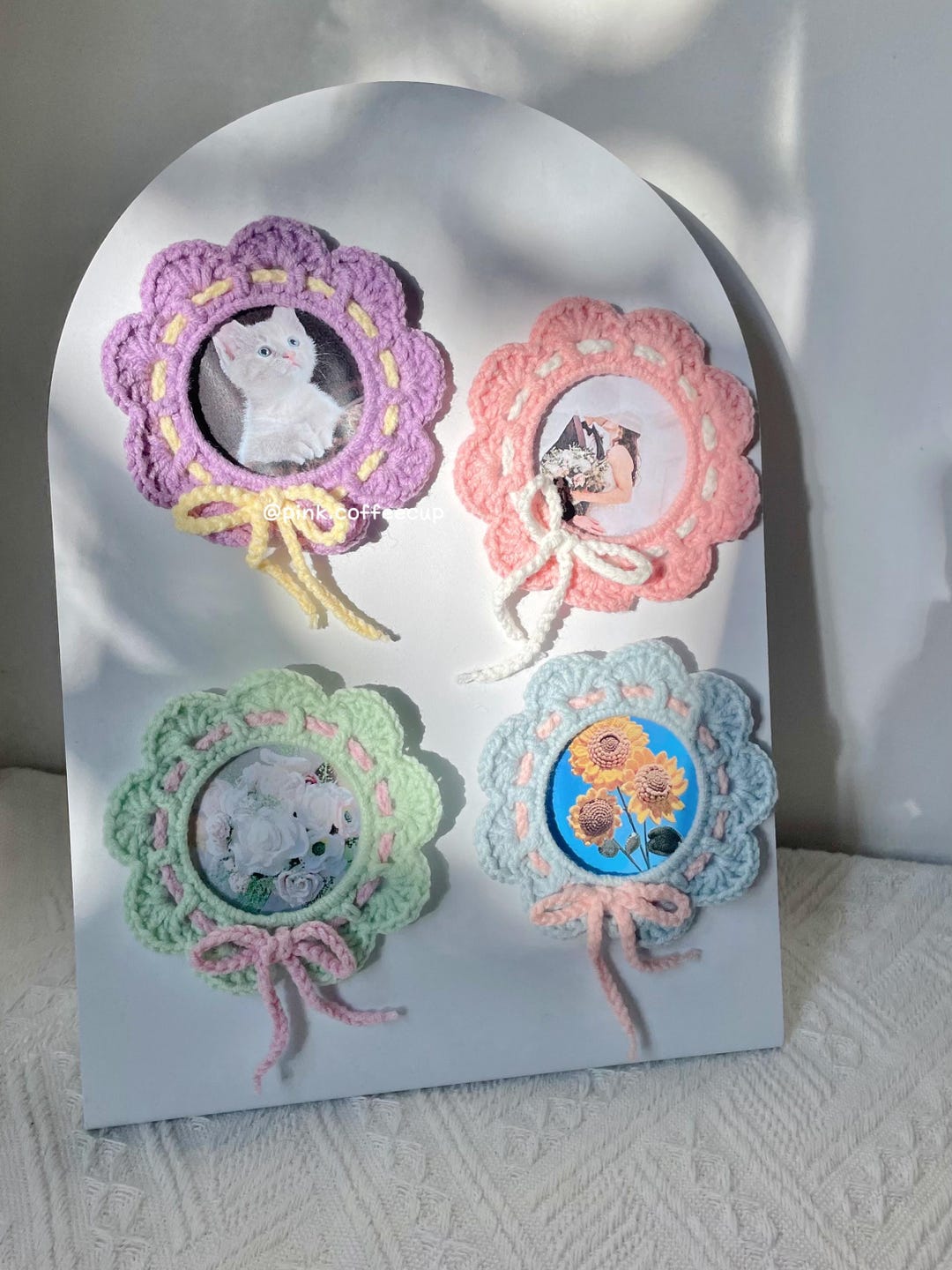 Crochet Handmade Magnetic Mini Photo Frames, Refrigerator Decorations ...