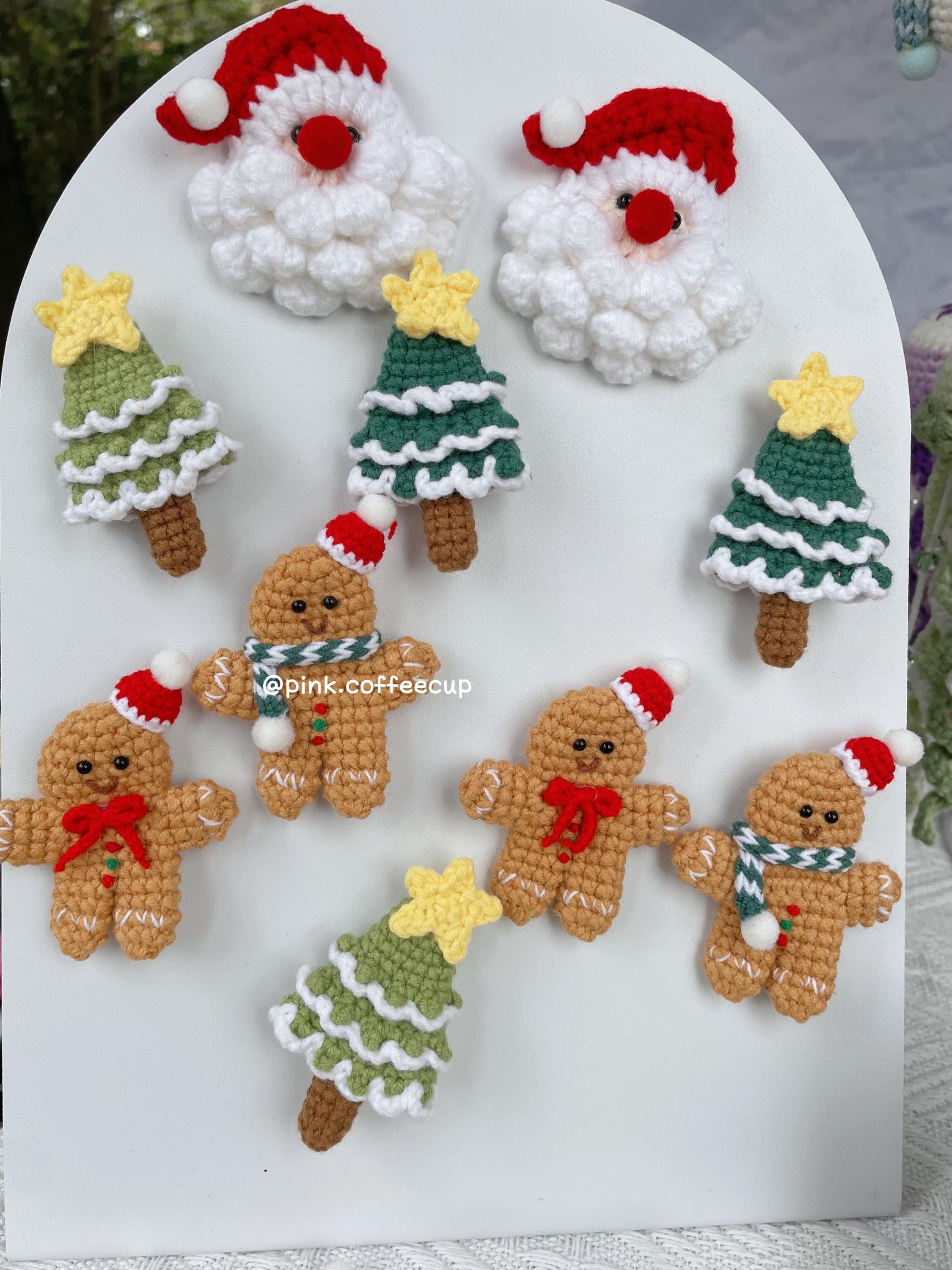 Crochet Handmade Santa Claus Pin, Fridge Magnet, Festive Holiday ...