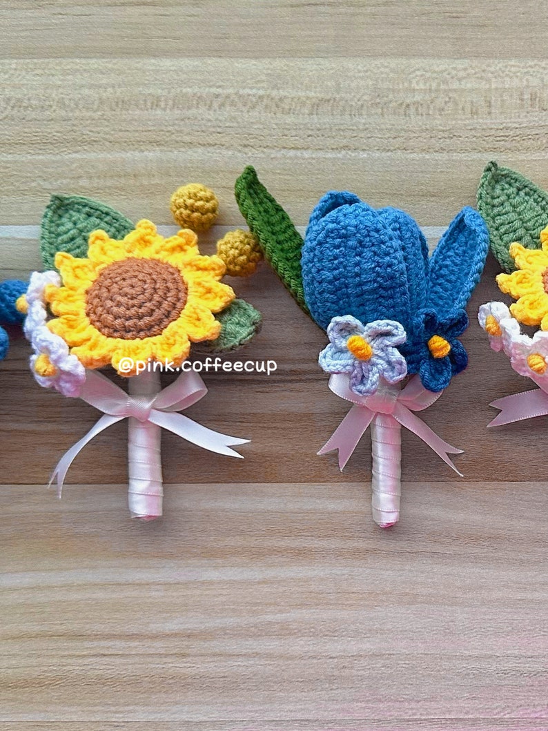 Crochet Handmade Wedding Boutonniere Buttonholes Bride - Etsy