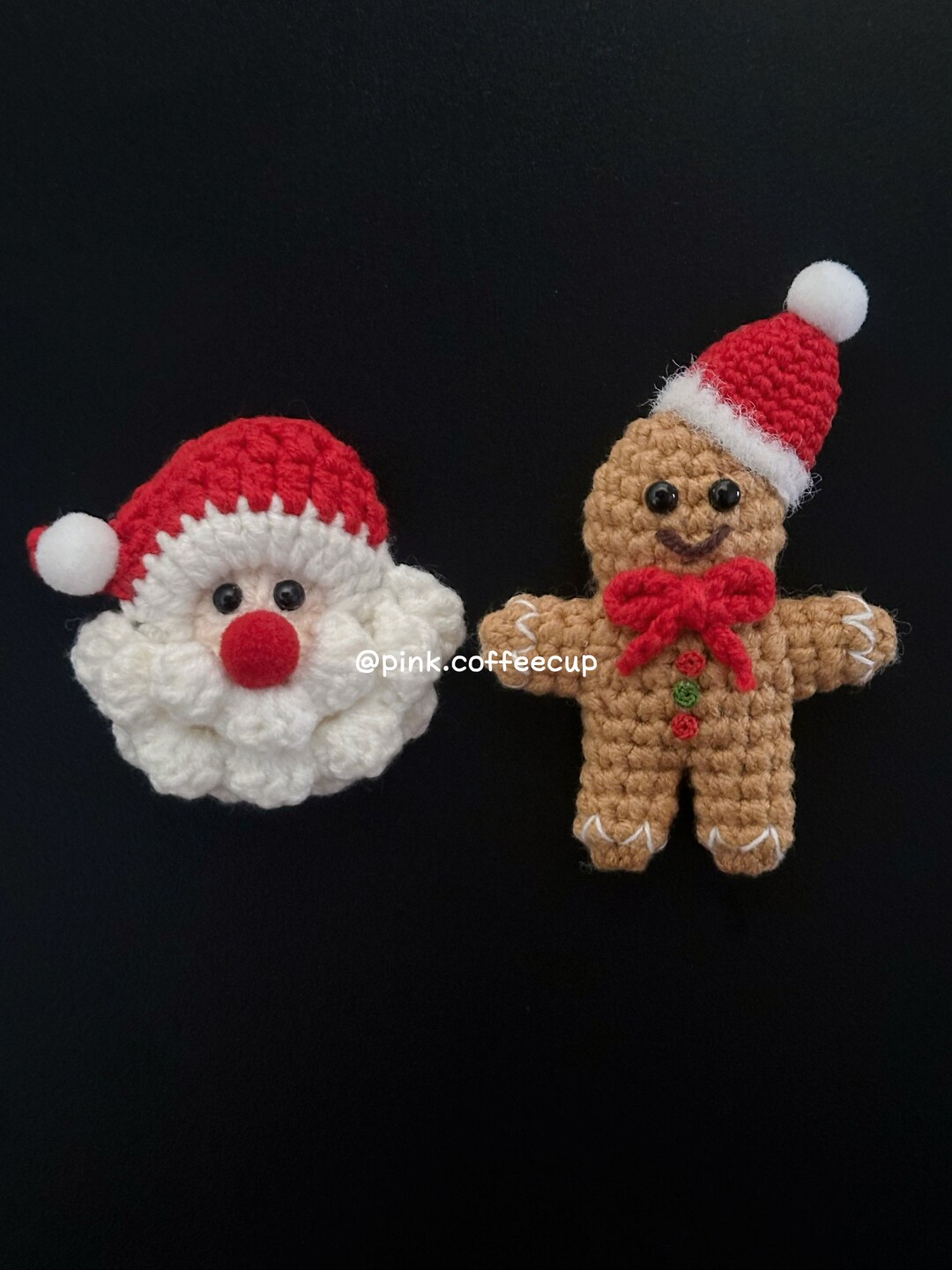 Crochet Handmade Santa Claus Pin, Fridge Magnet, Festive Holiday ...