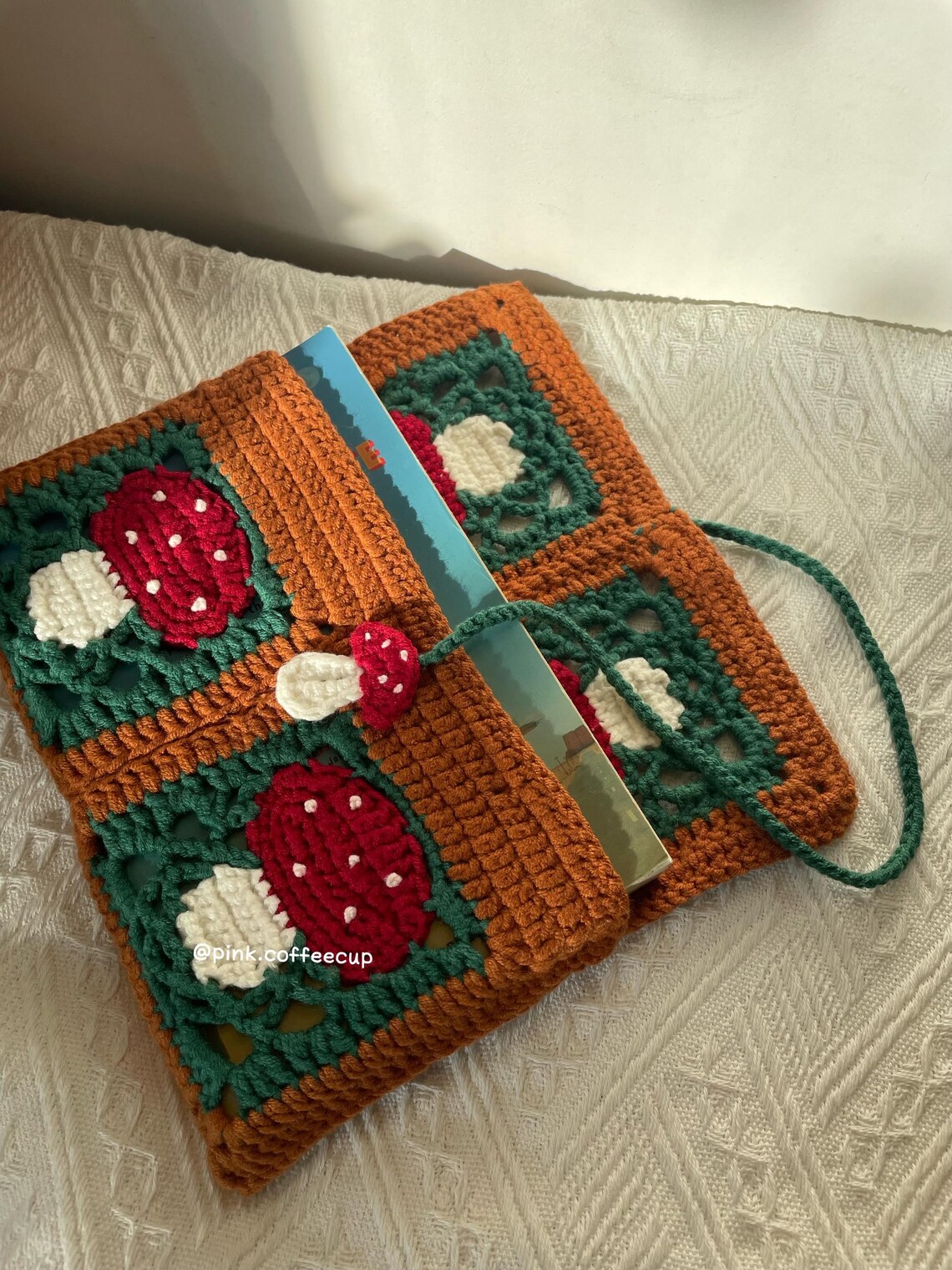 Crochet Handmade Book Protectors, Book Covers, Mushrooms Book Sleeves ...