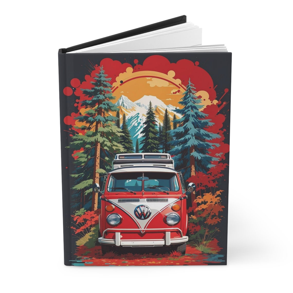 Retro Volkswagen, Bus Black Hardcover Journal Matte - Etsy