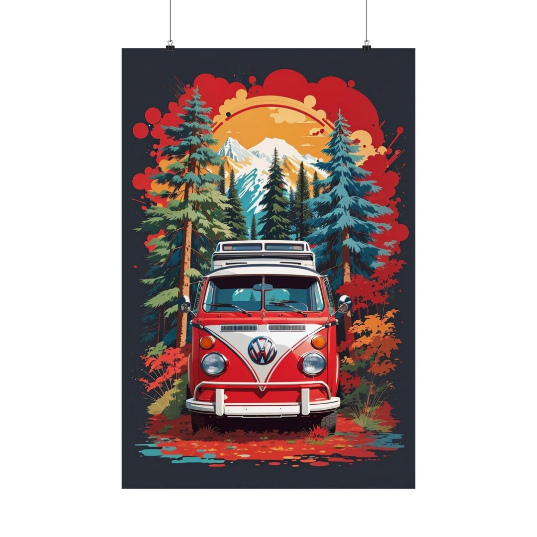 Psychedelic Volkswagen Bus Wall Art Matte Vertical Posters - Etsy