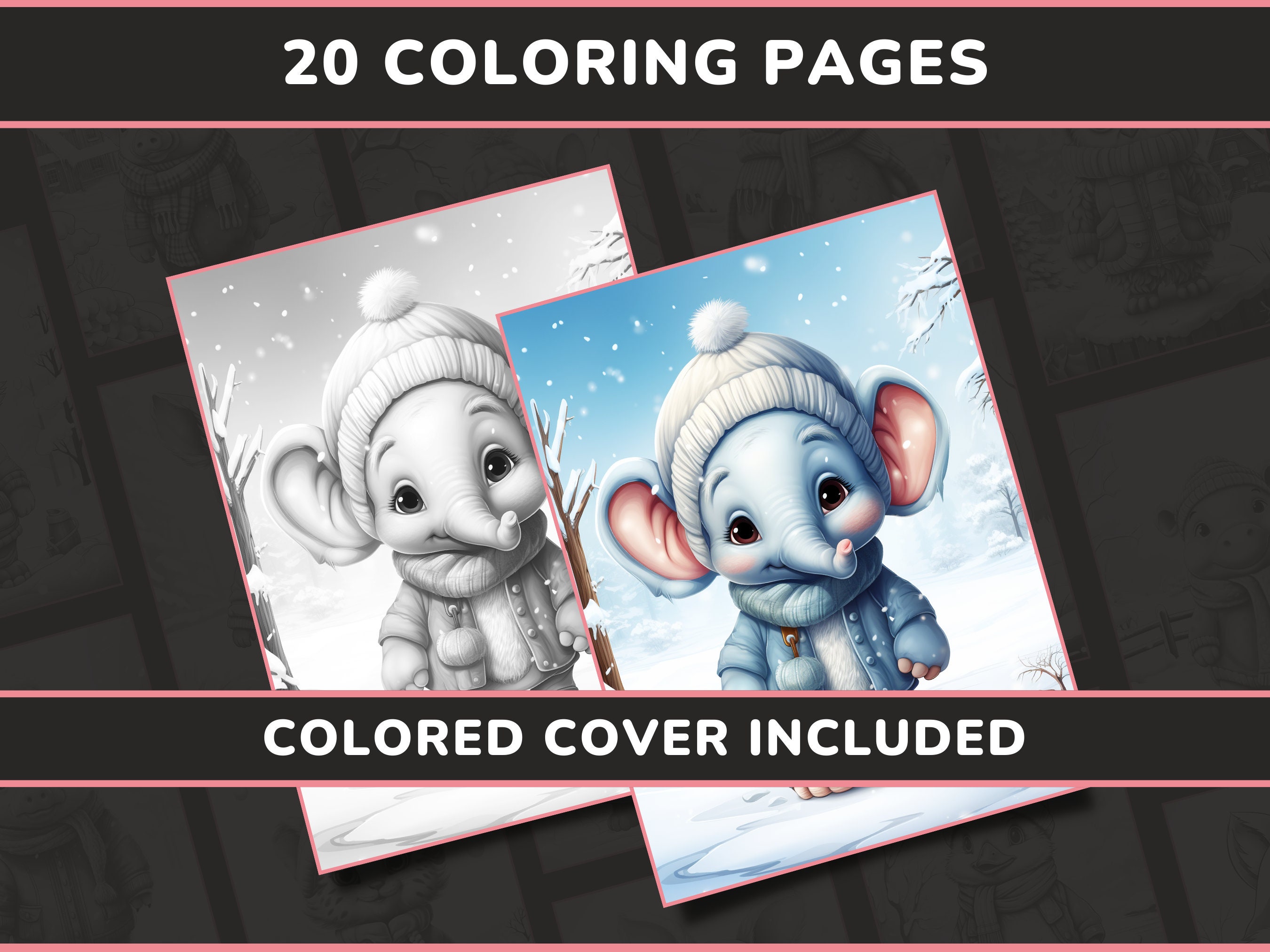 20 Snowy Critters Coloring Pages for Adults Set 1 Cute Baby Animals in ...