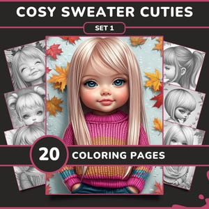 20 Cosy Sweater Cuties Coloring Pages for Adults - Set 1 | Cute Girls ...