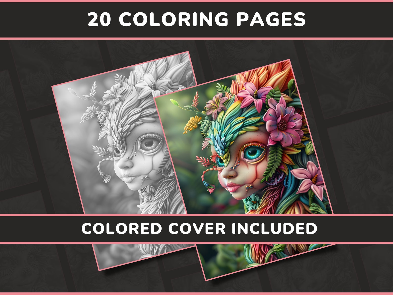 20 Floral Humanoids Coloring Pages for Adults - Set 1 | Whimsical ...