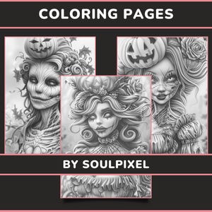 20 Zombie Girls Coloring Pages for Adults - Set 1 | Creepy Spooky Women ...
