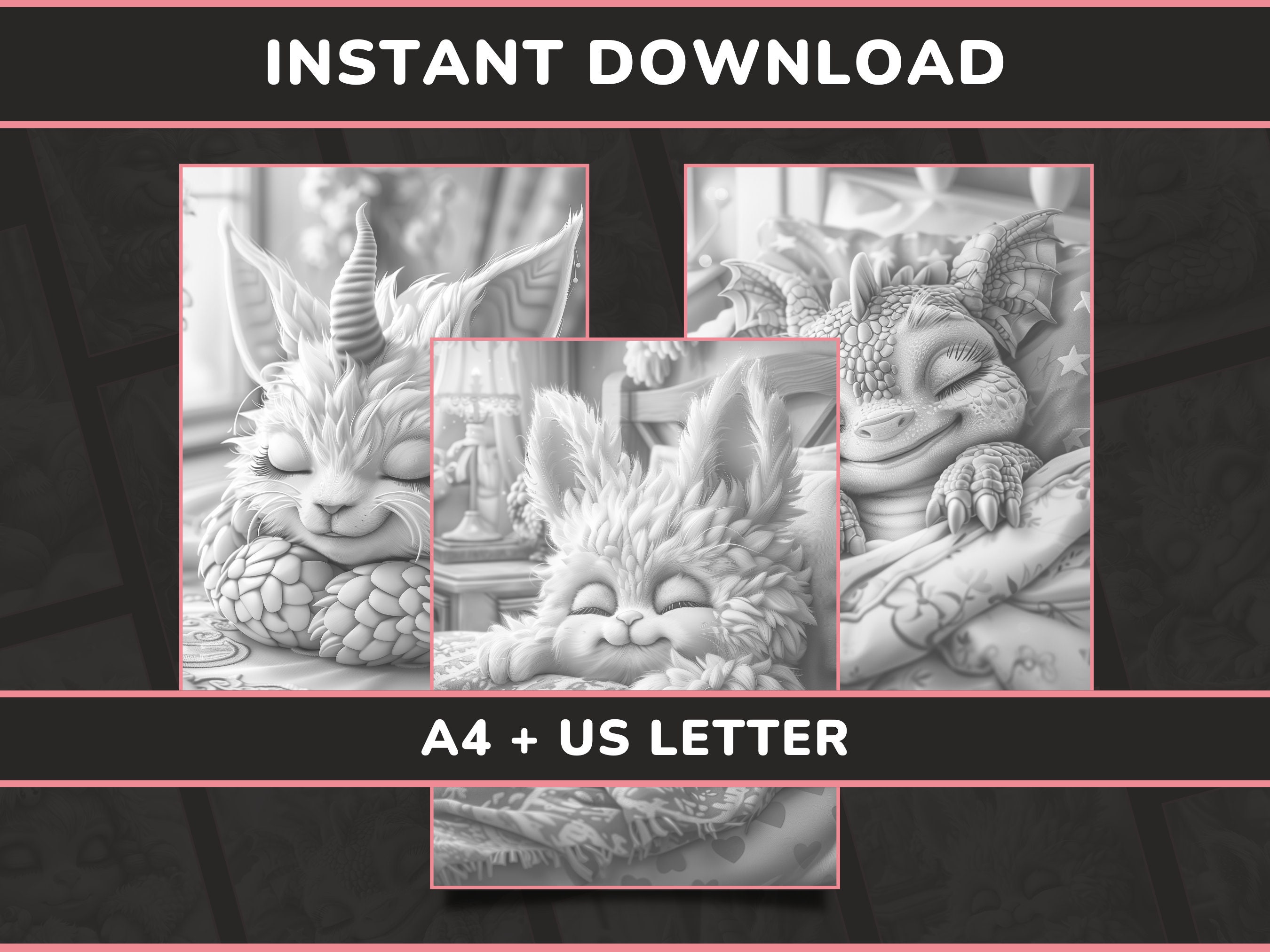 20 Cute Sleepy Monsters Coloring Pages for Adults Set 1 Fantasy ...