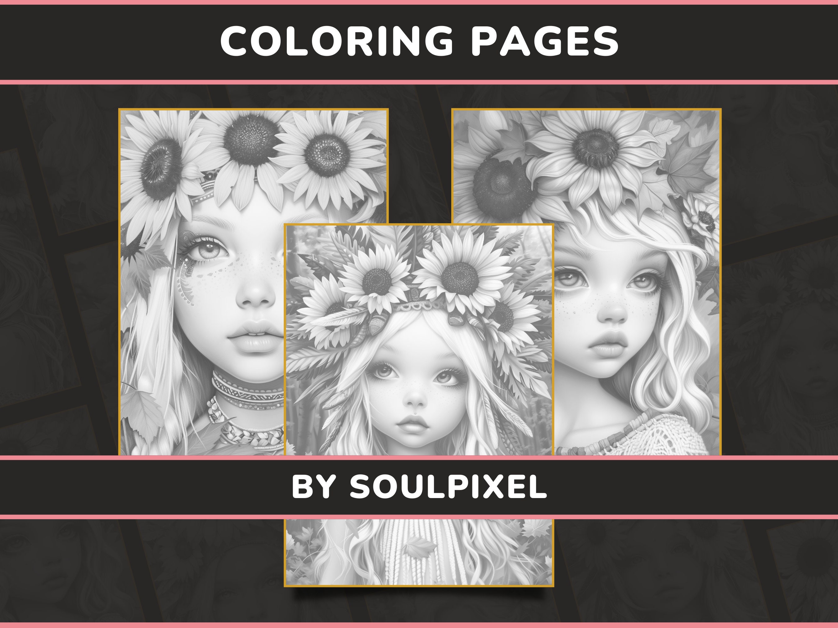 20 Cute Sunflower Girls Coloring Pages Set 1 Adorable Portraits ...