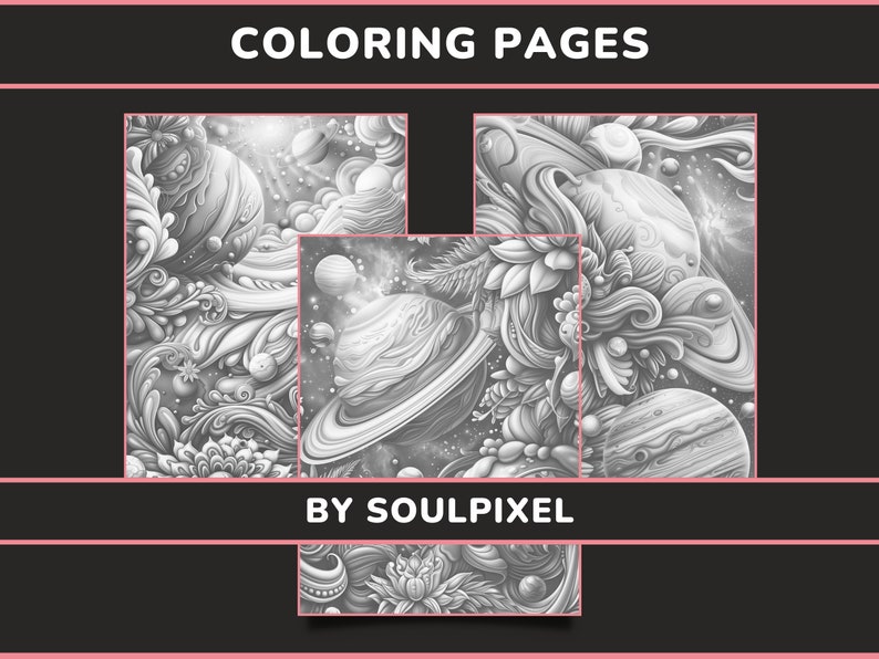 20 Fancy Space Coloring Pages for Adults - Set 1 | Celestial Planets ...