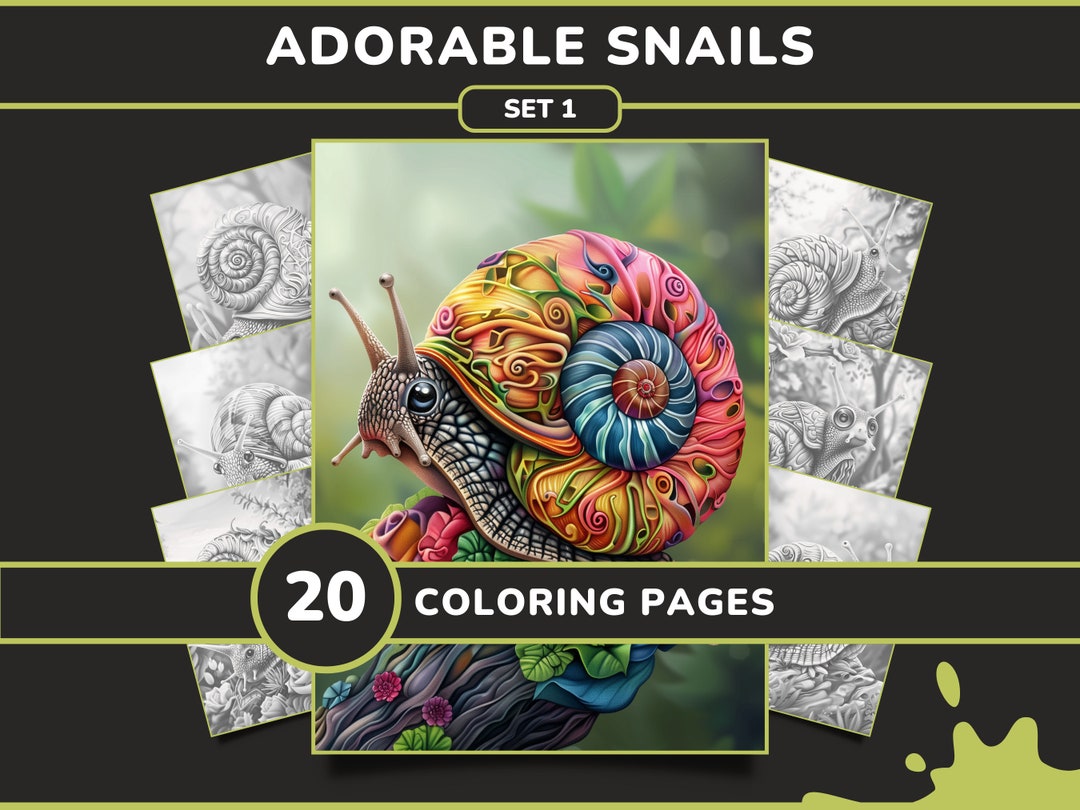 20 Adorable Snails Coloring Pages for Adults - Set 1 | Cute Snails ...