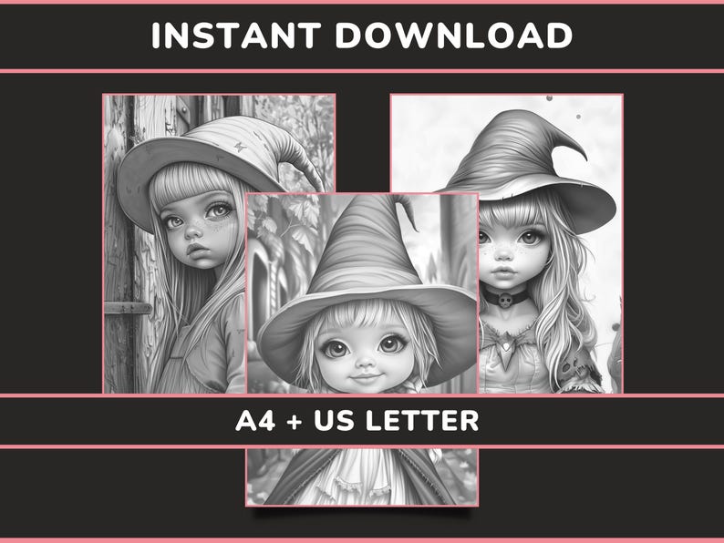 20 Cute Little Witches Coloring Pages for Adults - Set 1 | Adorable ...