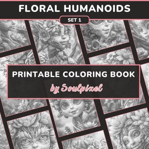 20 Floral Humanoids Coloring Pages for Adults - Set 1 | Whimsical ...