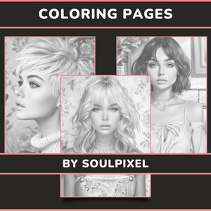 20 Short Hair Girls Coloring Pages for Adults - Set 1 | Pretty Women ...