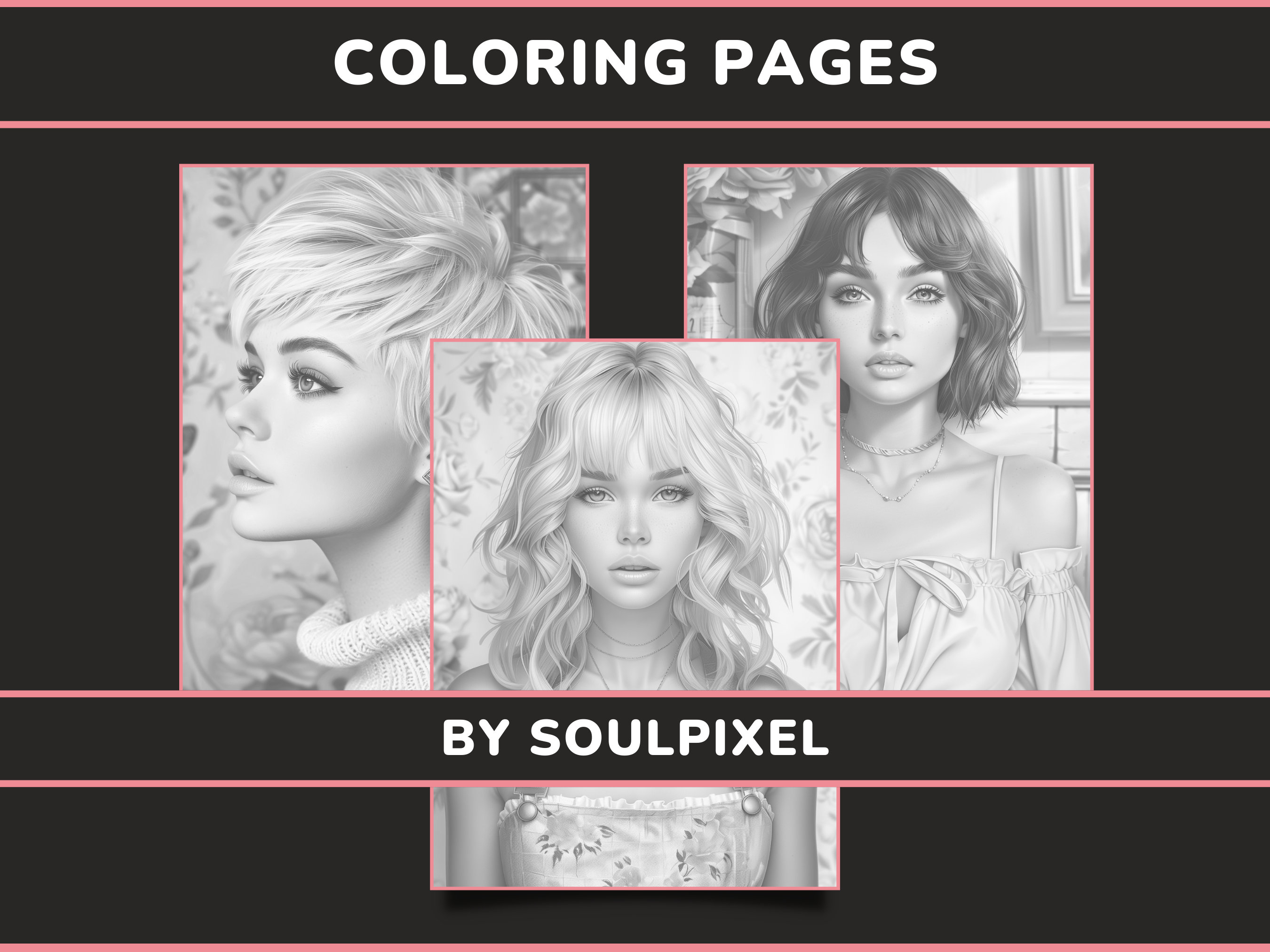 20 Short Hair Girls Coloring Pages for Adults - Set 1 | Pretty Women ...