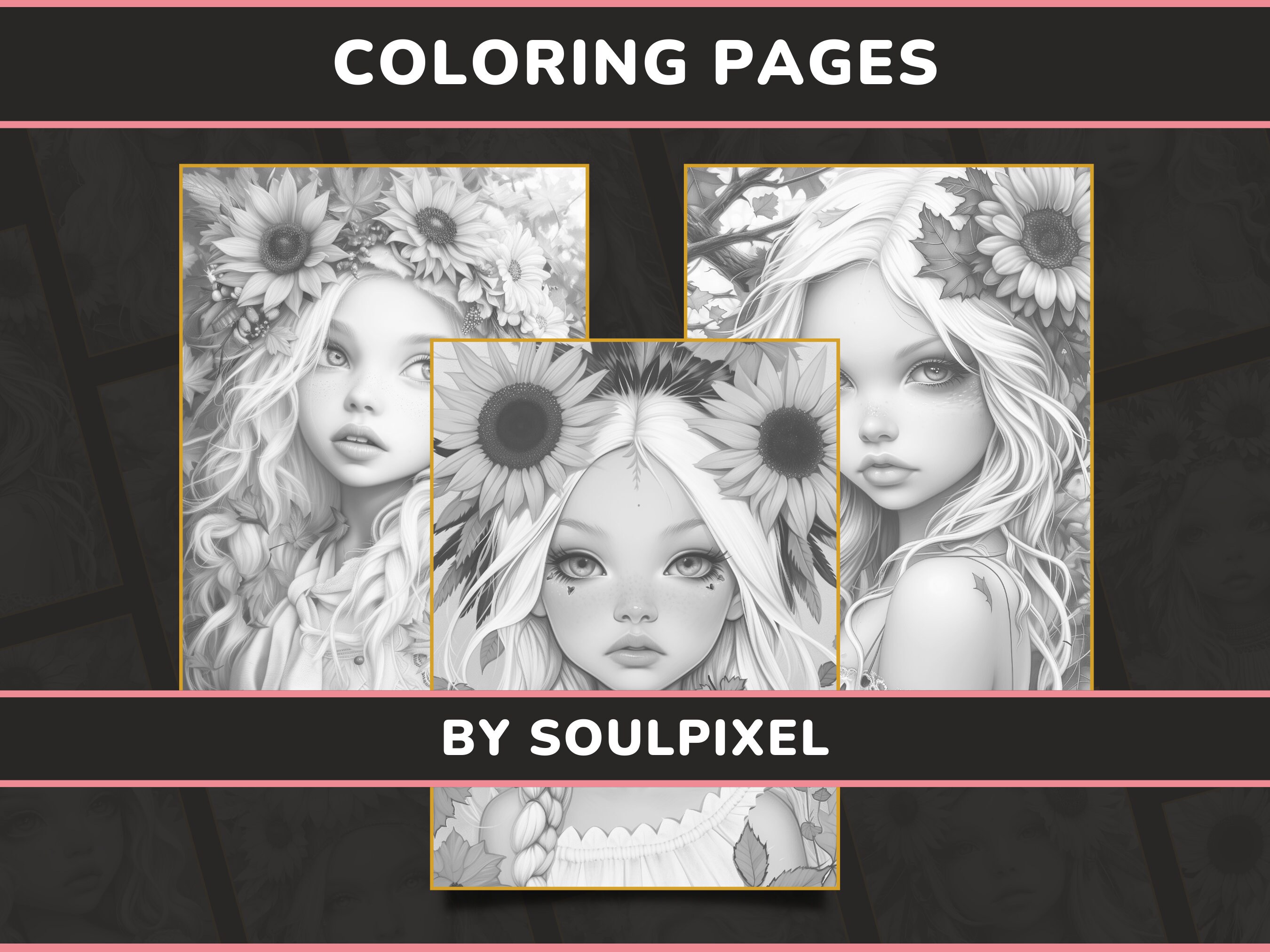 20 Cute Sunflower Girls Coloring Pages Set 1 Adorable Portraits ...