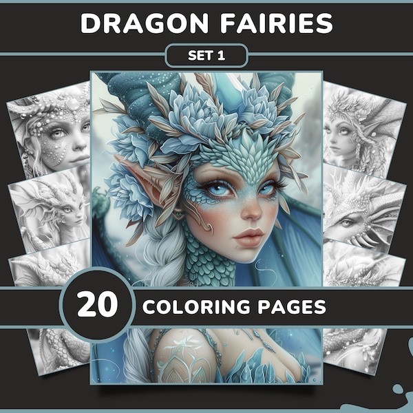 Fairy Dragon Coloring Pages - Etsy