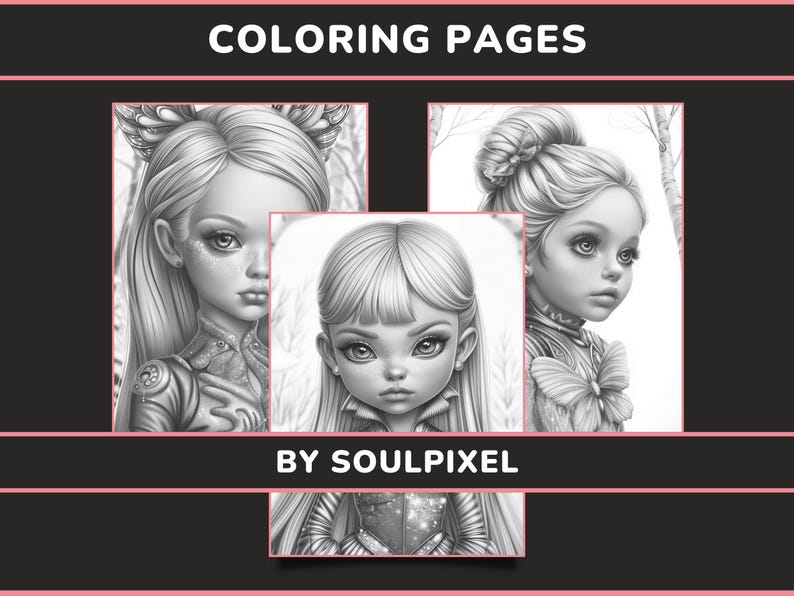 20 Sparkling Cuties Coloring Pages for Adults - Set 1 | Adorable Little ...