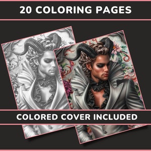 20 Gothic Gentlemen Coloring Pages for Adults Set 1 Spooky Hot Vampire ...